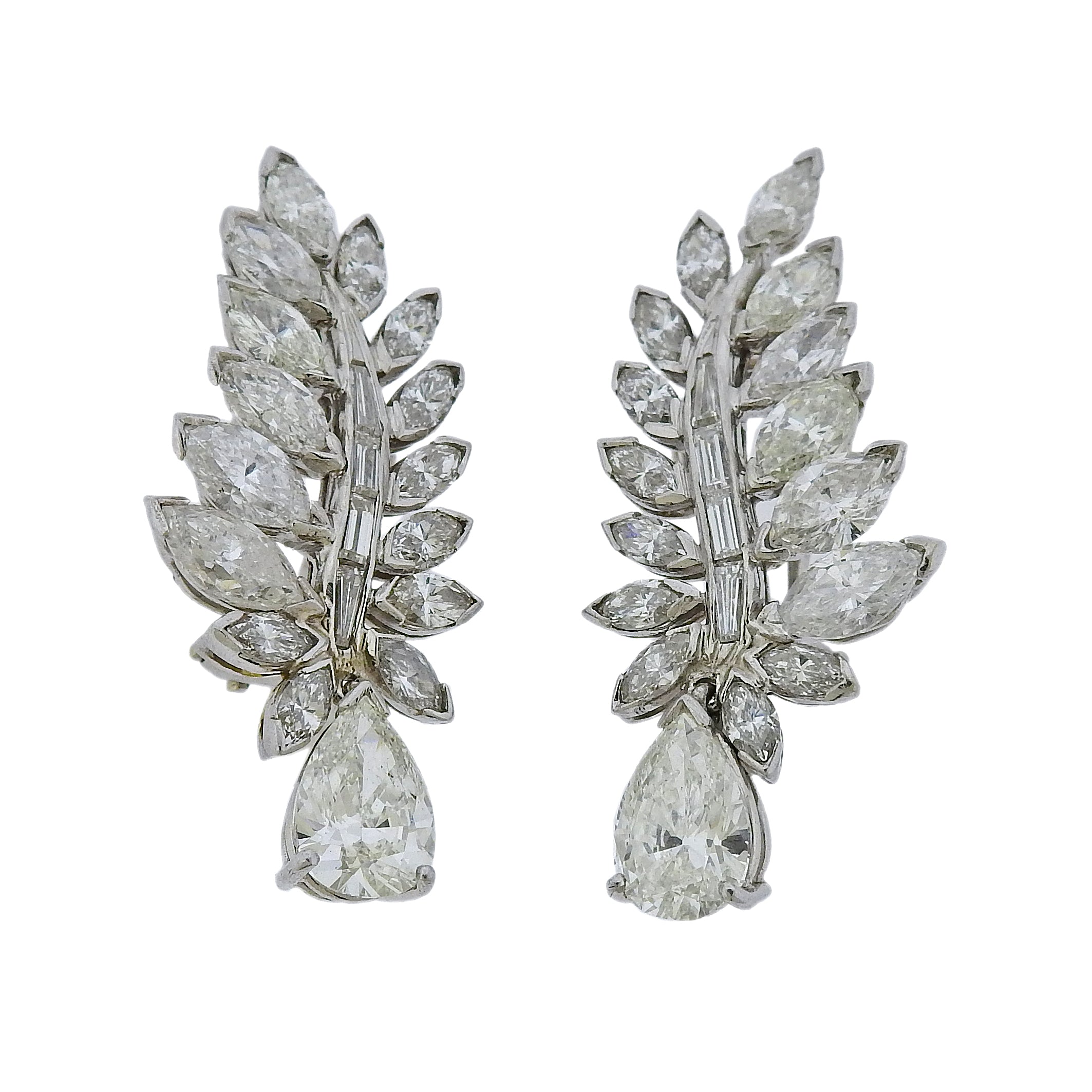 Iconic Mid Century 7 Carats Diamond Platinum Earrings
