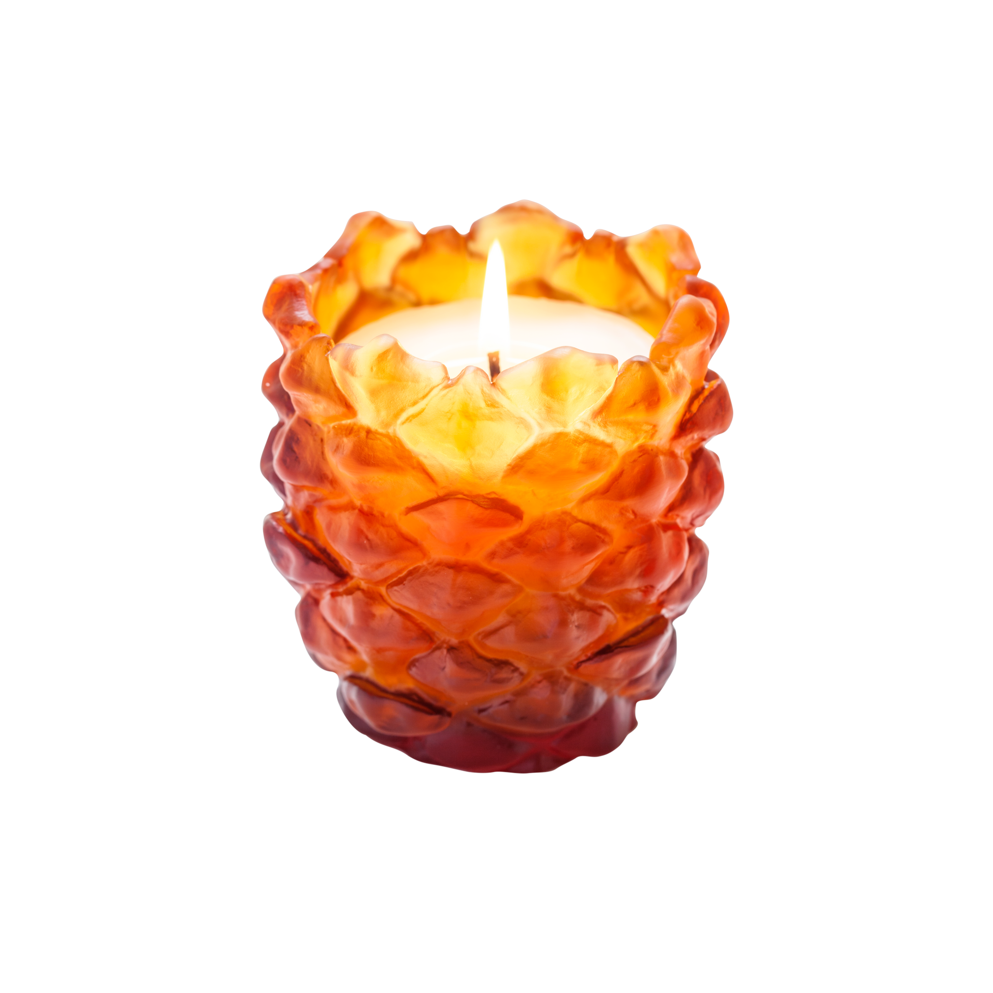 Brand New Daum Crystal Pomme De Pin Bougie Ambre Senteur Candle 05435-