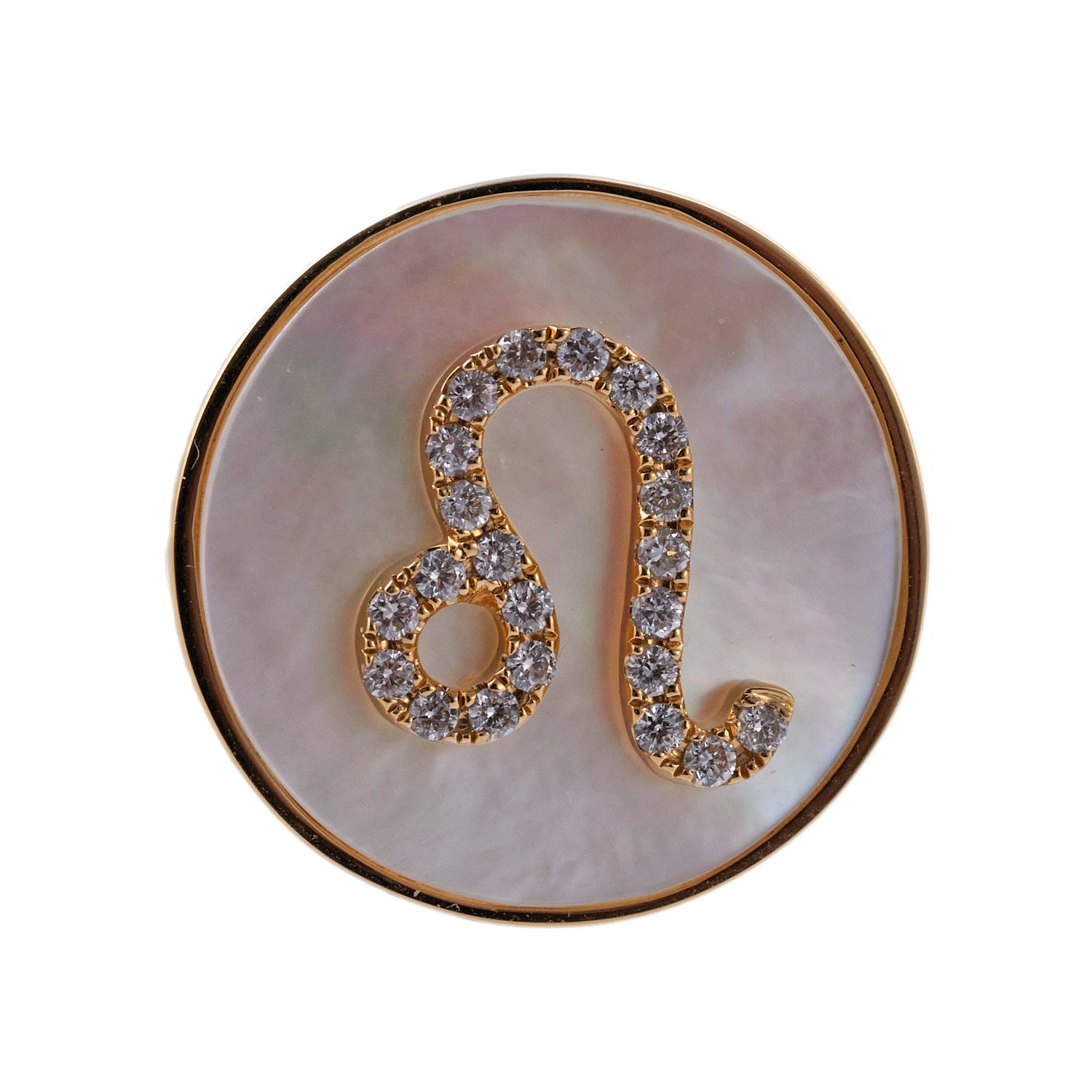 Doves Doron Paloma Diamond Mother of Pearl Gold Leo Zodiac Ring