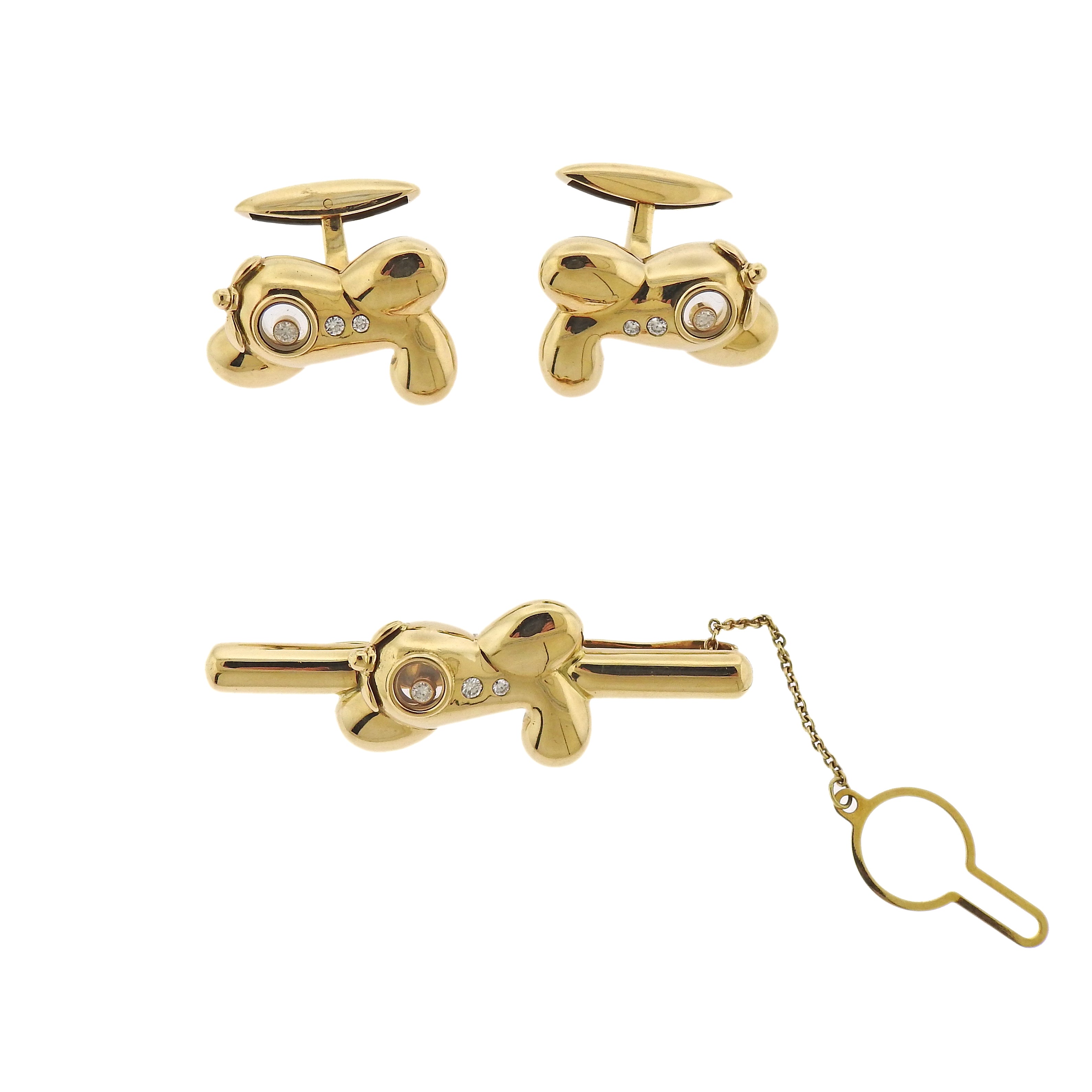 Chopard Gold Plane Diamond Cufflinks Tie Bar Set – Oak Gem
